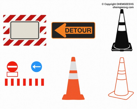 Traffic Cone Svg Road Block Png Detour Clipart Traffic Cone | Etsy