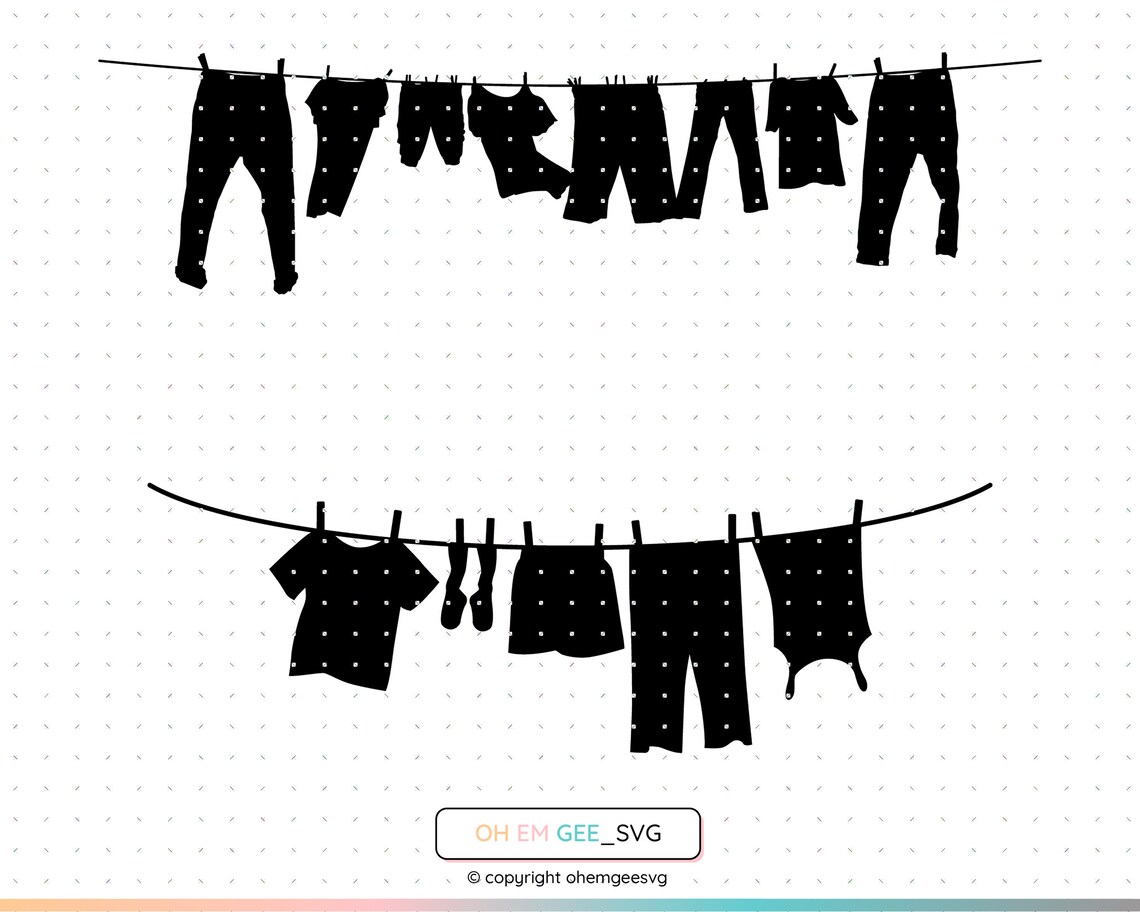 Clothesline Svg, Line of Clothes Png, Drying Clothes Clipart, Laundry ...