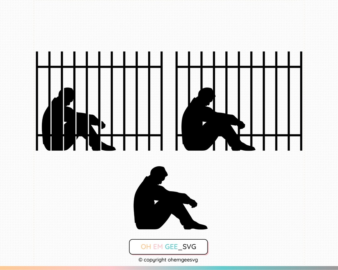 Man in Jail Saved in Svg and Png Files, Prison Clipart, Prison Bars Dxf ...