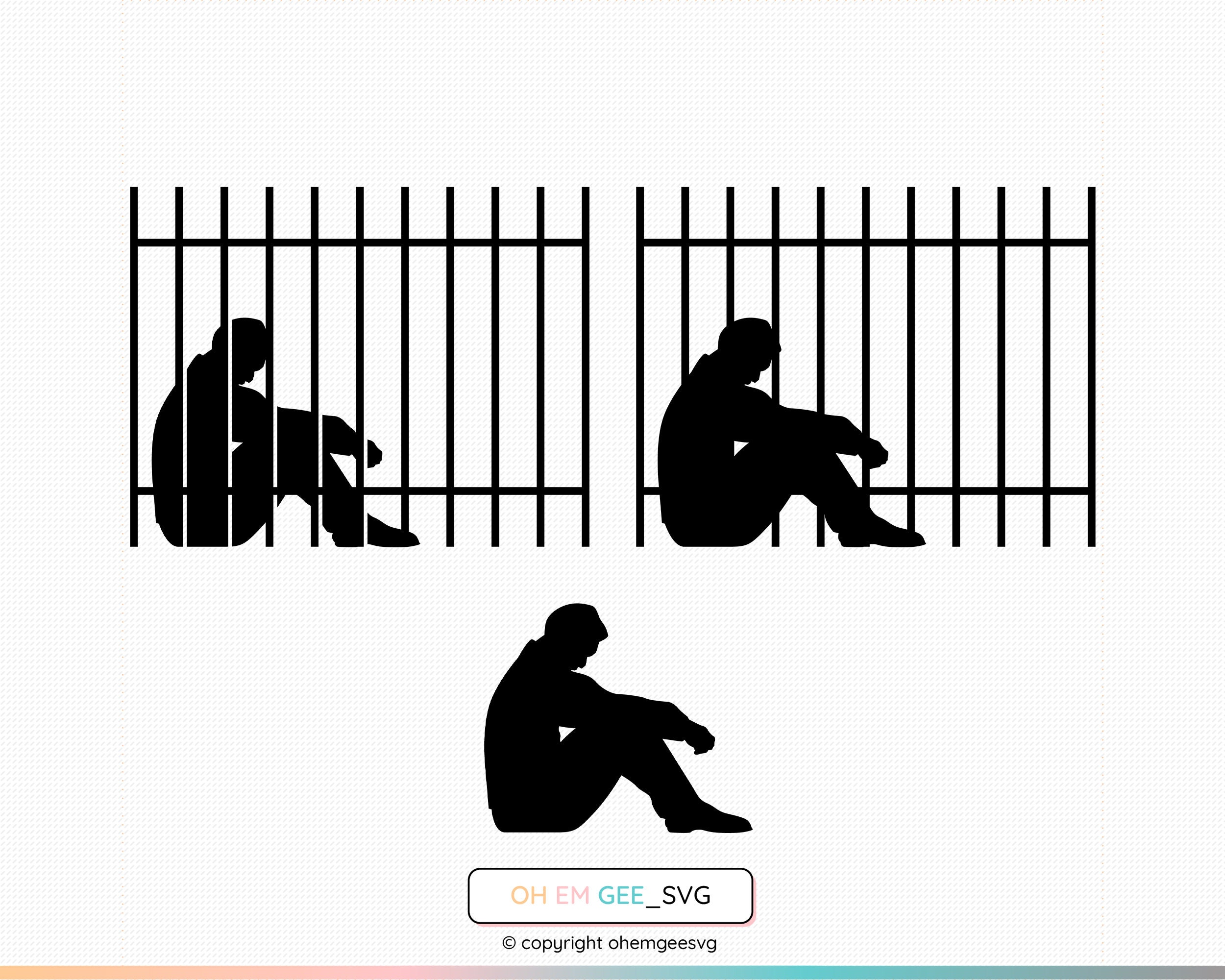 Man in Jail Saved in Svg and Png Files, Prison Clipart, Prison Bars Dxf ...