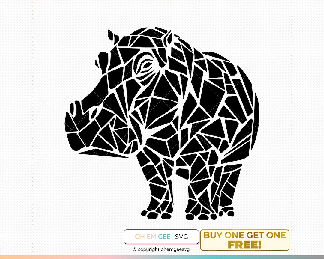 Geometric Hippo SVG Clipart: Abstract Hippopotamus (digital Download ...