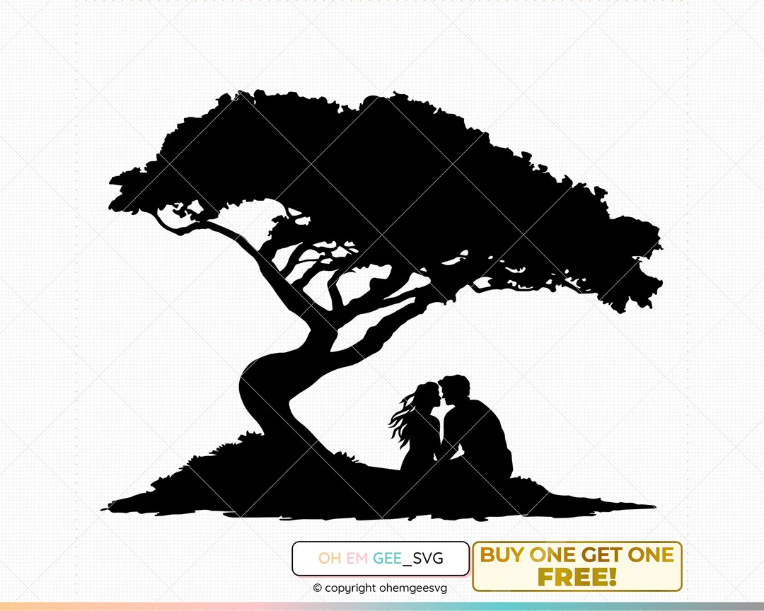 Couple Kissing Under Tree SVG: Romantic Silhouette (digital Download ...