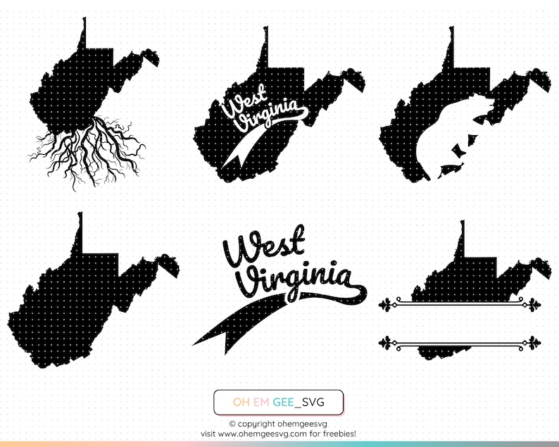 West Virginia Map Split Frame Svg, West Virginia Map Monogram, West ...