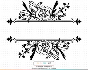 Floral Split Frame Svg Floral Border Png Flower Border - Etsy Canada