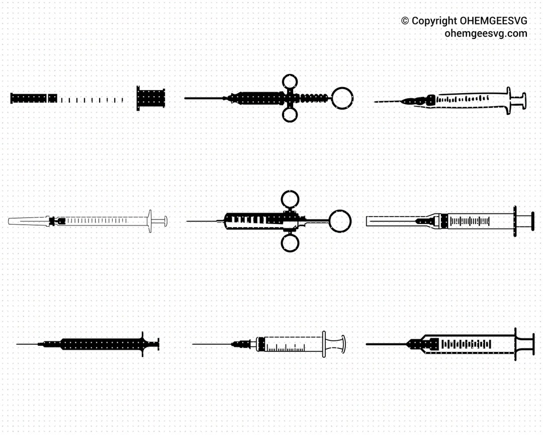 Syringe Svg Bundle, Syringe Png, Syringe Clipart, Injection Dxf ...