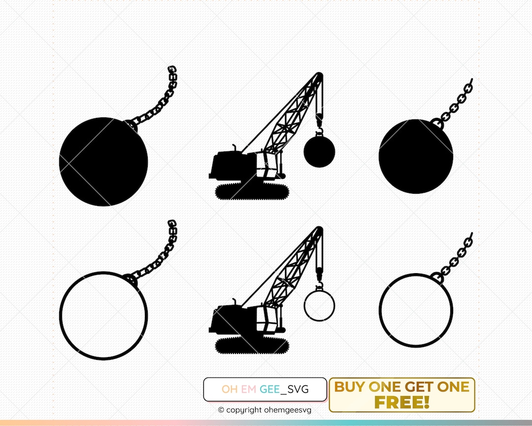Wrecking Ball Svg, Wrecking Ball Crane Svg, Eps, Png, Dxf, Clipart for ...