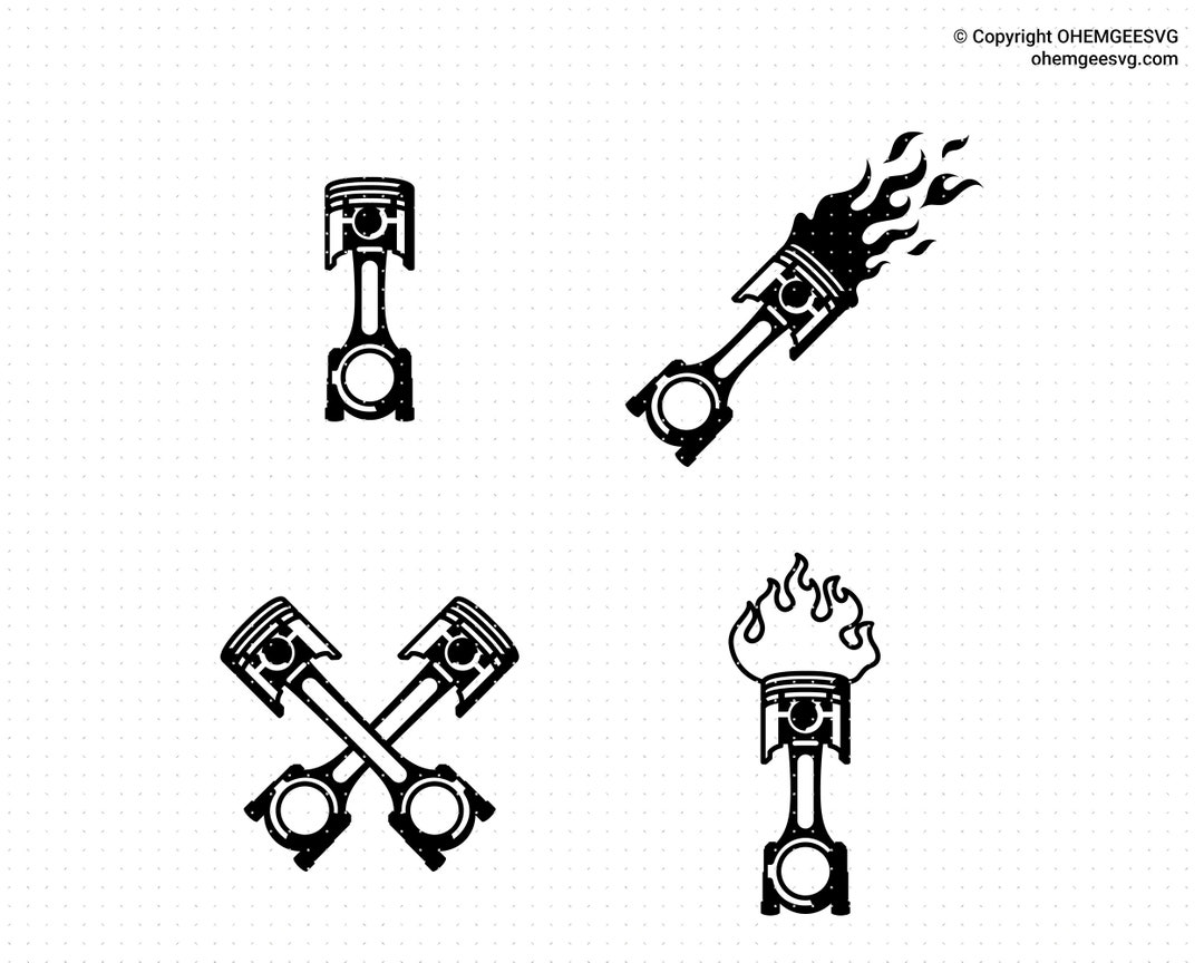 Piston Saved in Svg and Png Files, Flaming Pistons Clipart, Pistons on ...