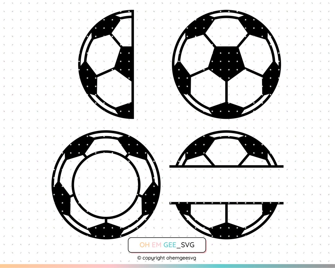 Soccer Ball Split Frame Monogram Saved in Svg and Png Files, Soccer ...