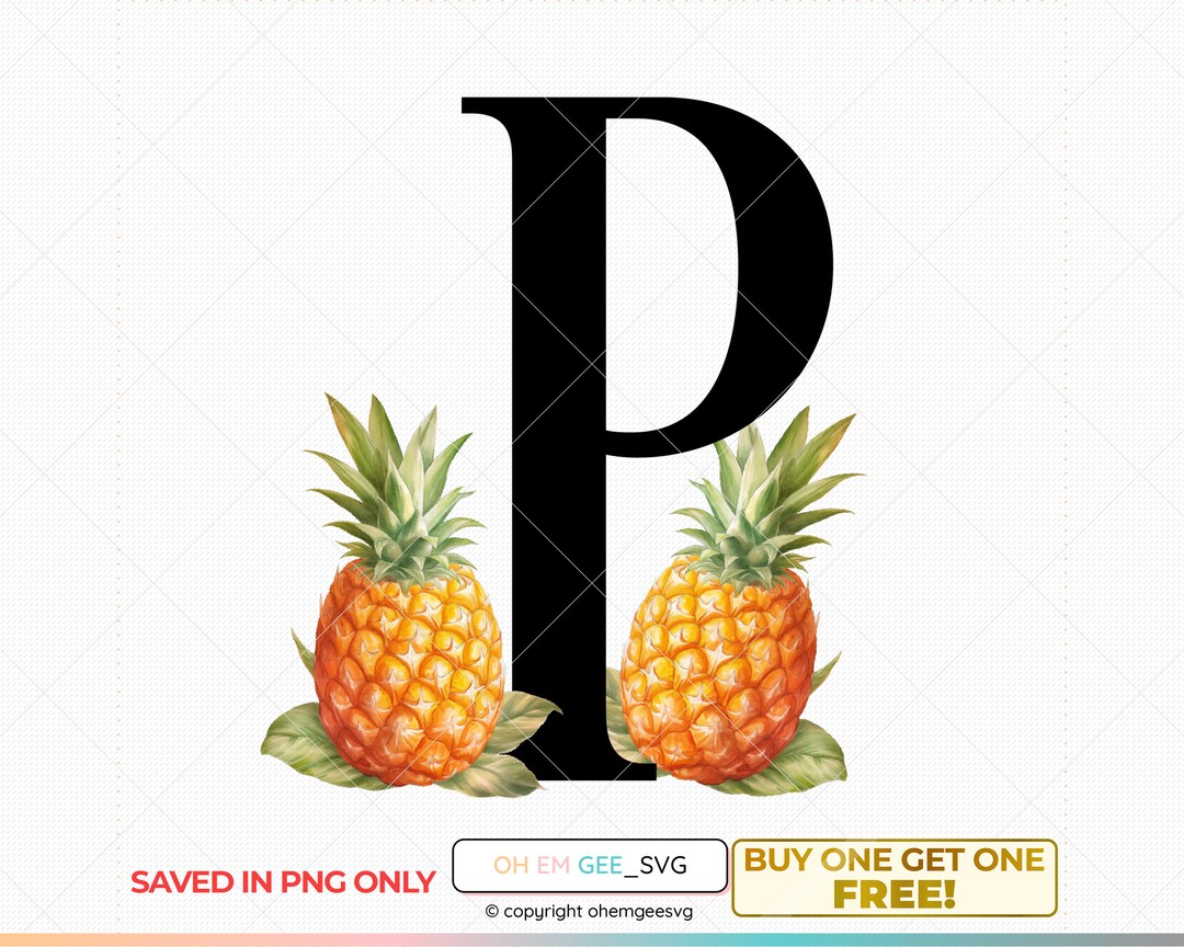 Pineapple Alphabet Clipart, Pineapple Letters for Sublimation ...