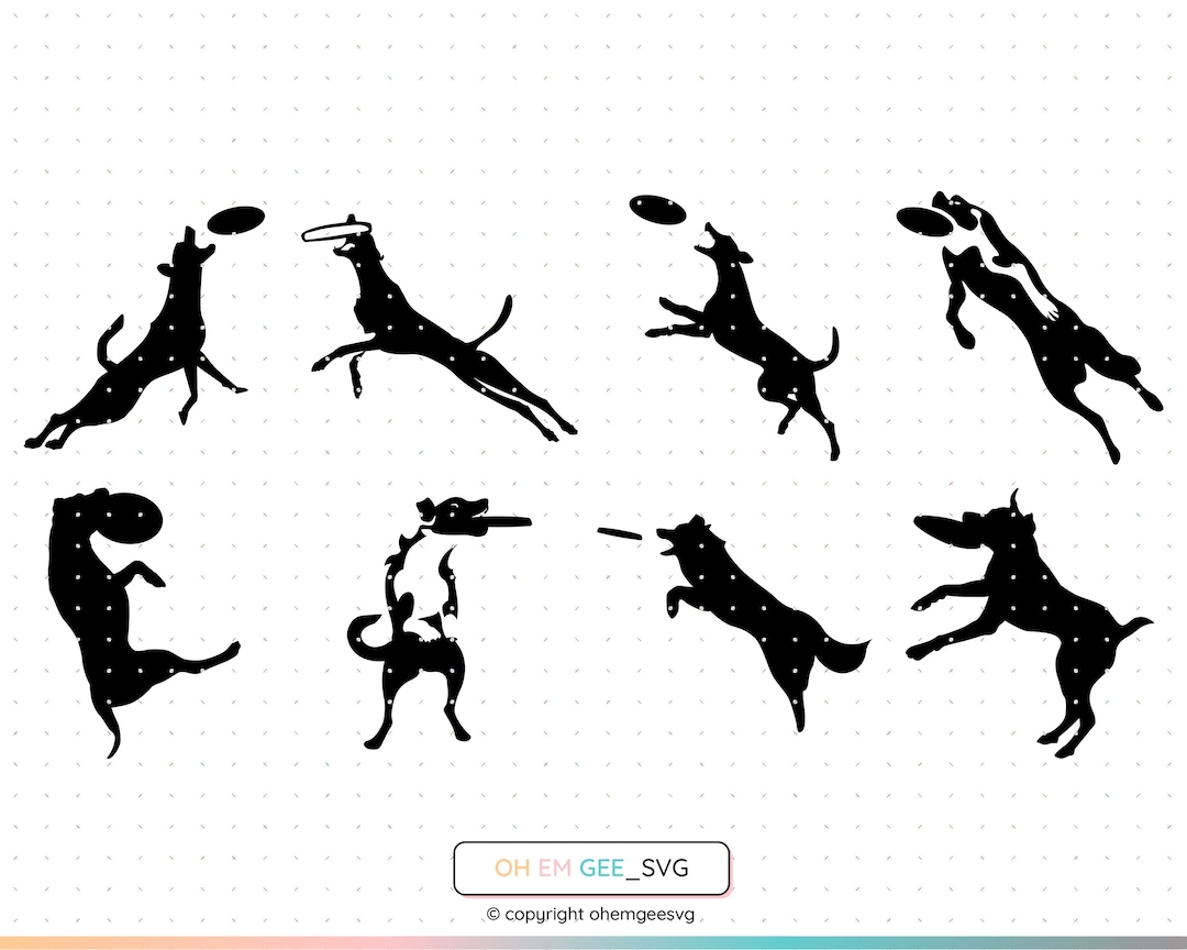 Frisbee Dog Svg Bundle, Frisbee Dog Png, Disc Dog Clipart, Frisbee Dxf ...