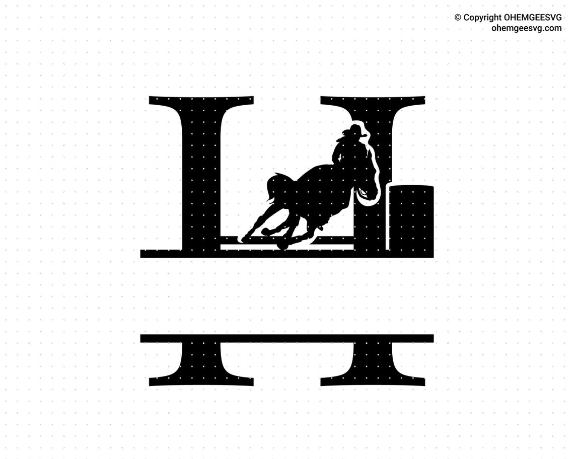 Rodeo Barrel Racer Split Frame Svg Monogram Png Initials | Etsy