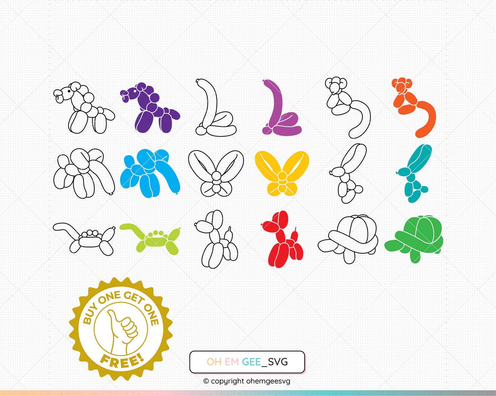 Balloon Party Animals SVG Bundle, Balloon Party Animals SVG, Dog ...