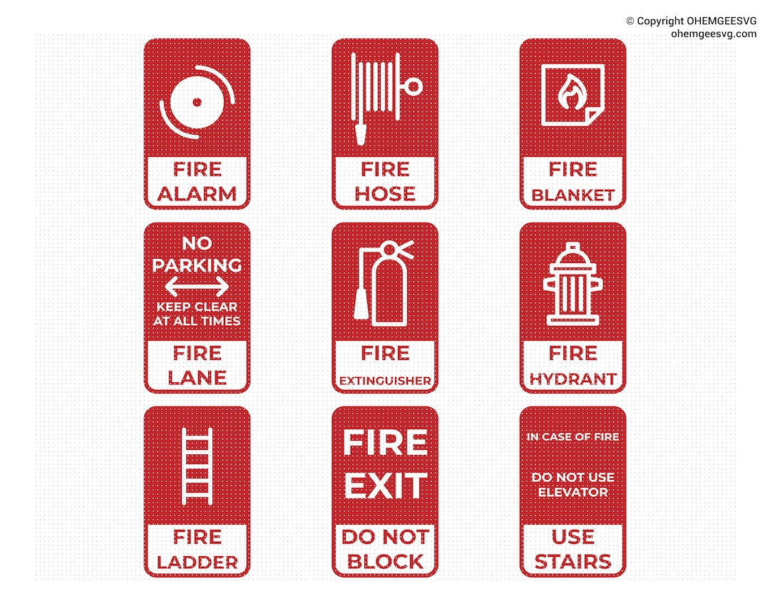 Fire Safety Sign SVG Bundle, Fire Safety Sign Svg, Safety Signage Png ...