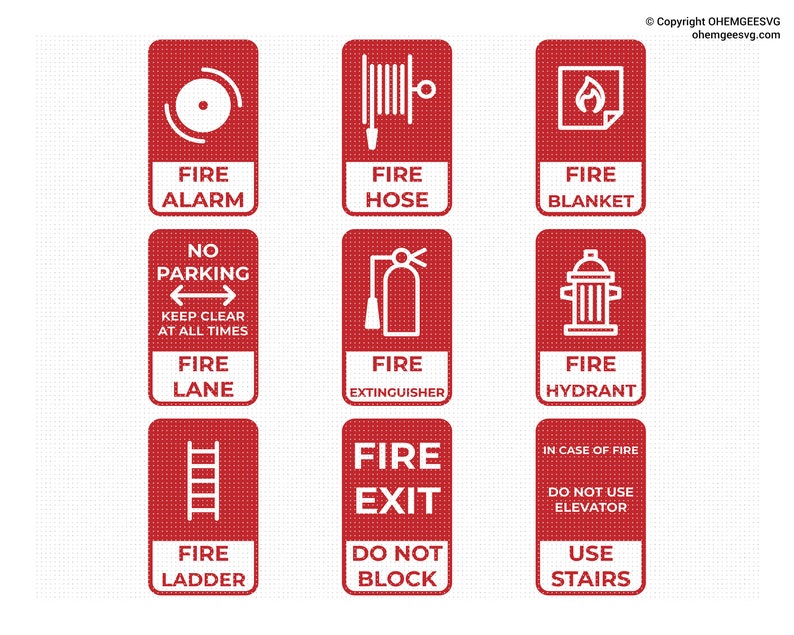 Fire Safety Sign SVG Bundle Fire Safety Sign Svg Safety | Etsy