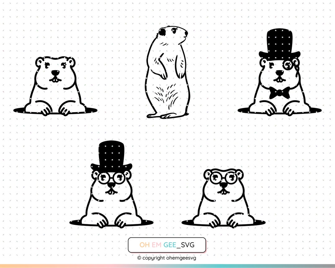 Groundhog SVG Bundle: Woodchuck Clipart, Cut Files (digital Download ...