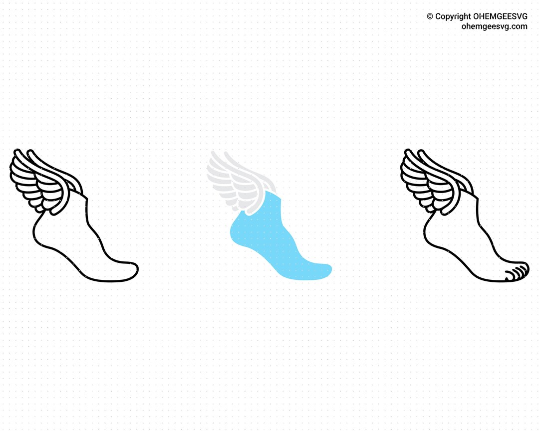 Winged Feet Svg, Mercury Png, Winged Shoes Clipart, Foot With Wings Dxf ...
