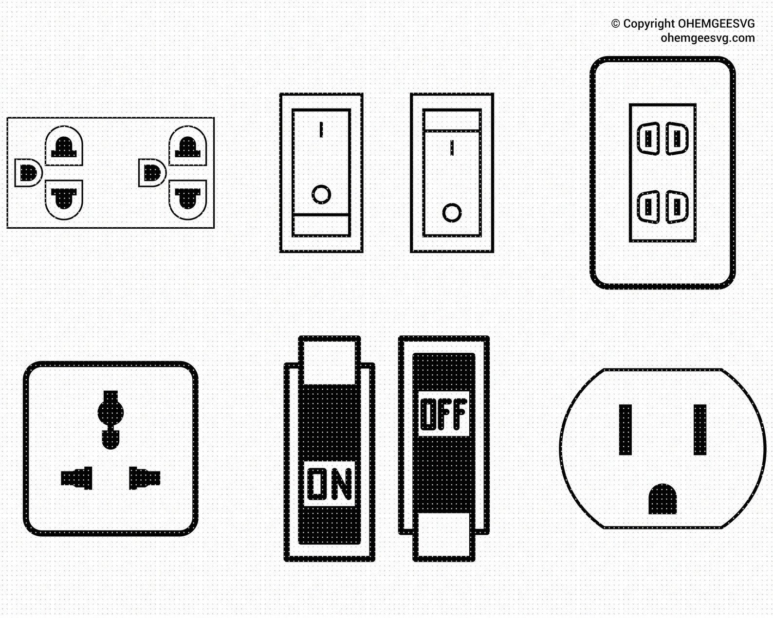 Electrical Socket SVG Bundle Electrical Socket SVG on and | Etsy