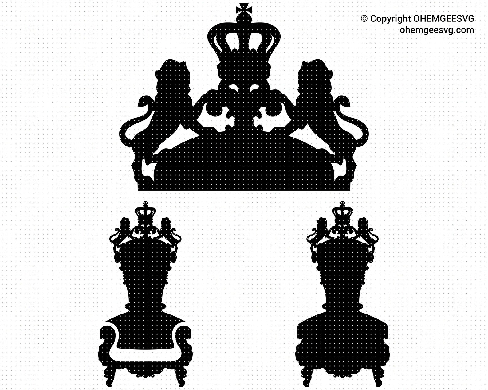 Throne Svg, Queen's Throne Svg, Two Lions Holding a Crown Svg, King's ...