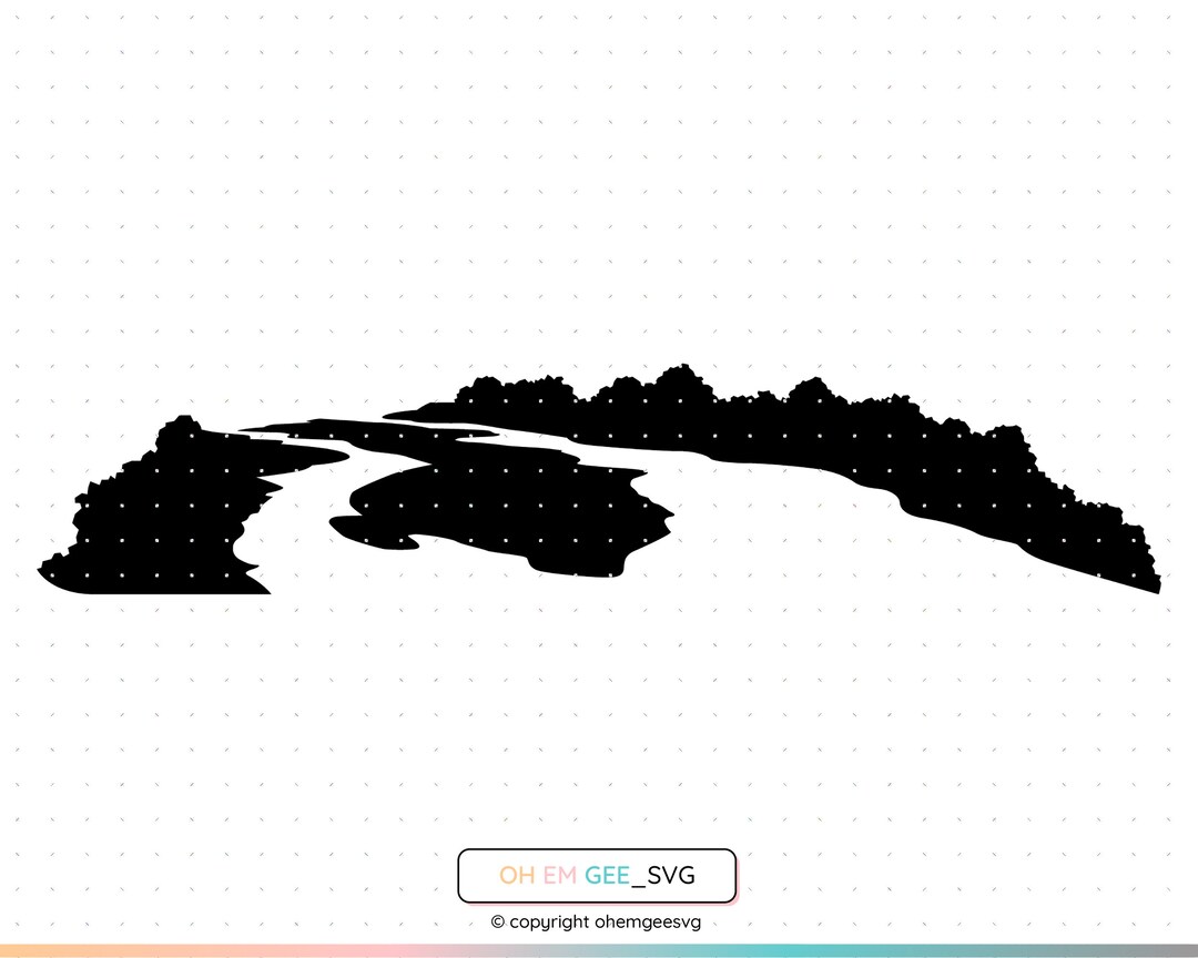 Missouri River Scene SVG: Goat Island Clipart, River Cut File (digital ...
