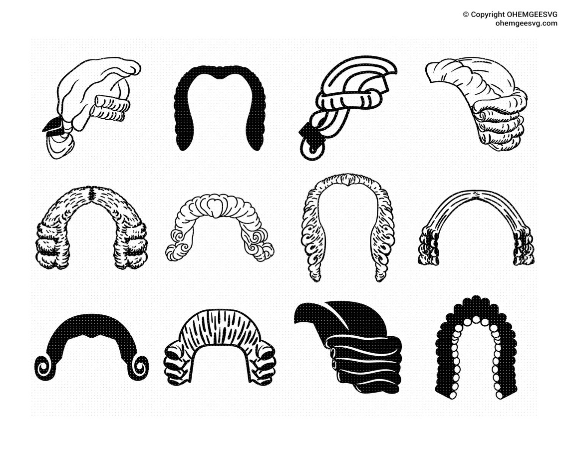 18th Century Wig SVG Bundle 19th Century Wig Svg Vintage Wig | Etsy