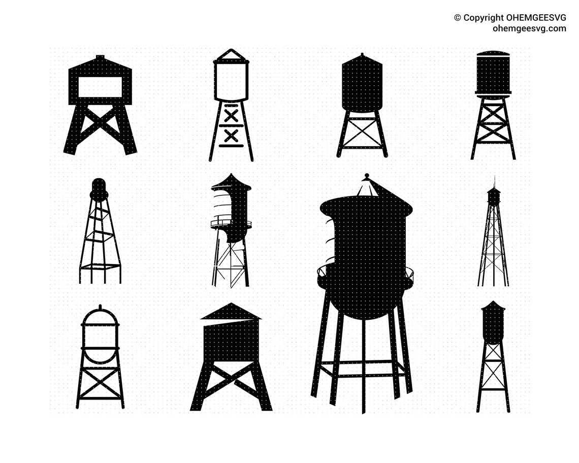 Water Tower SVG Bundle, Water Tower SVG, Water Tower Silhouette, Water ...