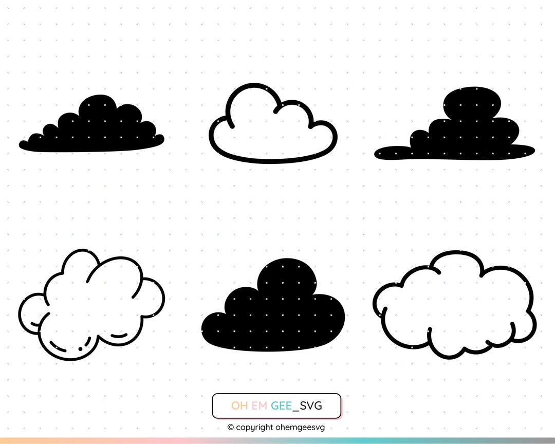 Simple Clouds Saved in Svg and Png Files, Cloud Outline Eps, Clouds Dxf ...