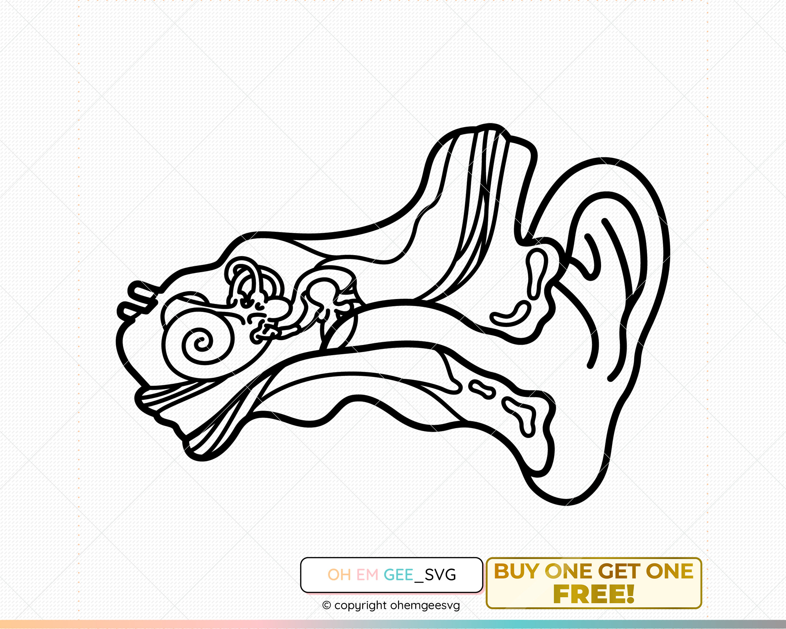 Ear Svg, Human Ear Png, Ear Anatomy Clipart, Human Anatomy Dxf, Ear ...