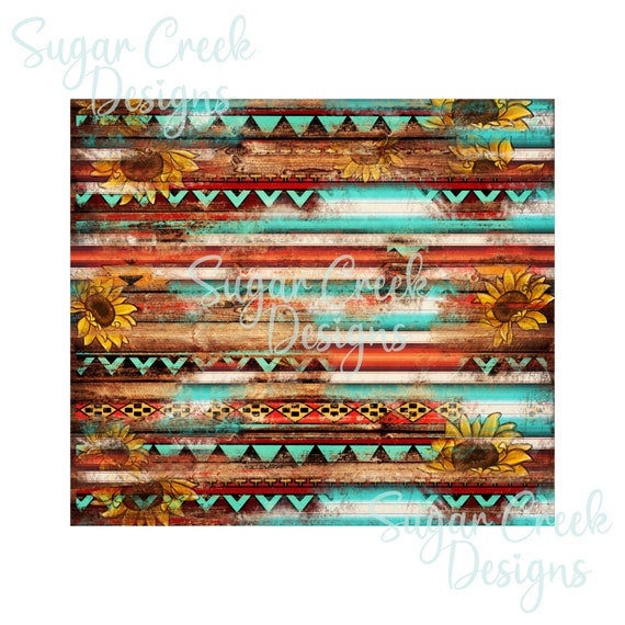 Aztec and Sunflowers Tumbler Wrap Ready to Use Waterslide - Etsy