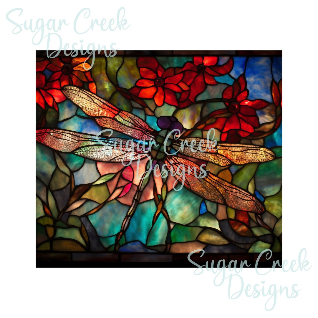 Stain Glass Dragonfly Full Wrap Ready to Press Sublimation - Etsy