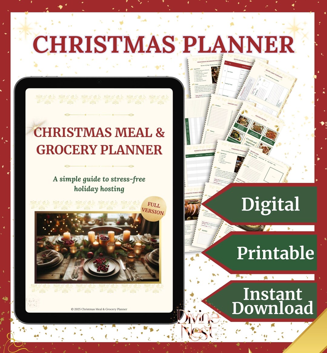 Christmas Meal Grocery Planner | Holiday Dinner Timeline, Recipes ...