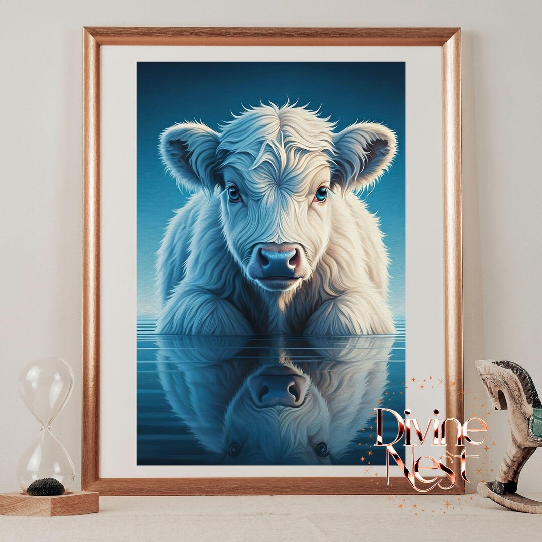 Bluey Cow Minimalist Print Wall Art Home Decor, Cool Shades Calf Living ...