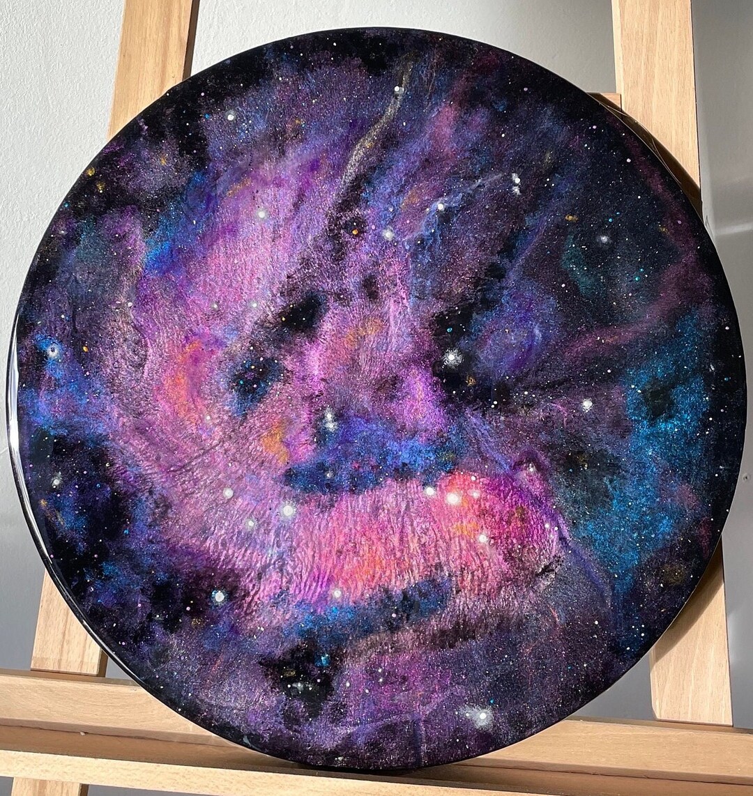 40cm Round Circle Galaxy Painting in Resin With Chameleon Pigments ...