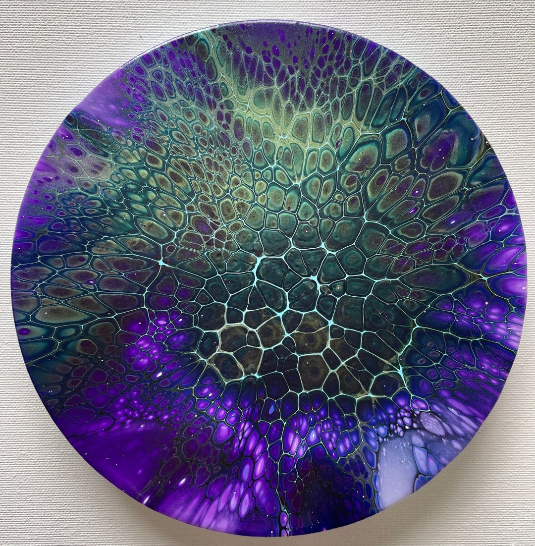 20cm Round Circle Acrylic Pour Painting on Canvas Fluid Art - Etsy