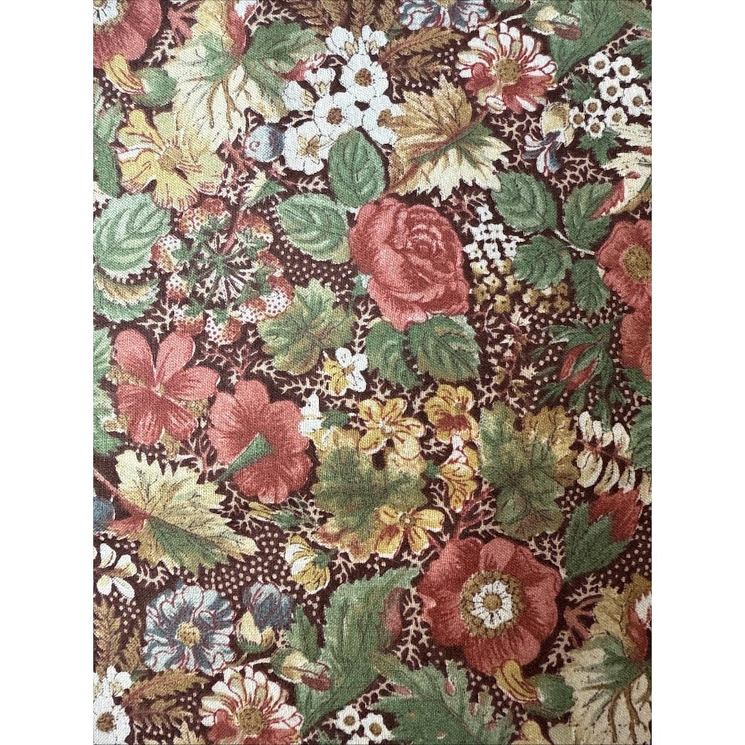 Vintage Concord Fabric Muted Pink Blue Flowers Green Leaves 3/4 Yard 44 ...