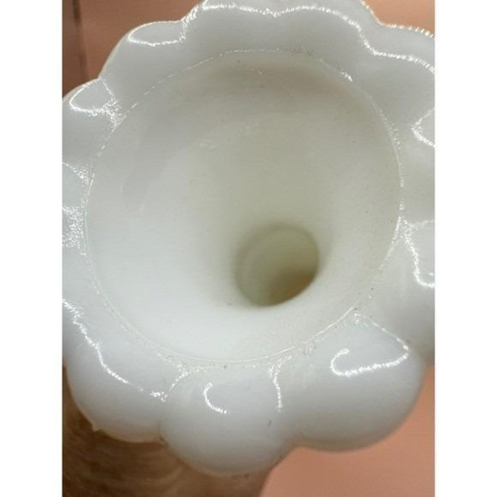 Milk Glass Bud Vase Fluted Scalloped Rim Diamond Point Pattern Vintage ...