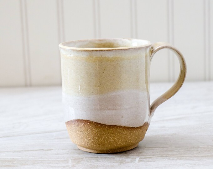 Ceramic Coffee Tea Mug, Large 12 Fl. Oz, Cream and Soft Yellow ...