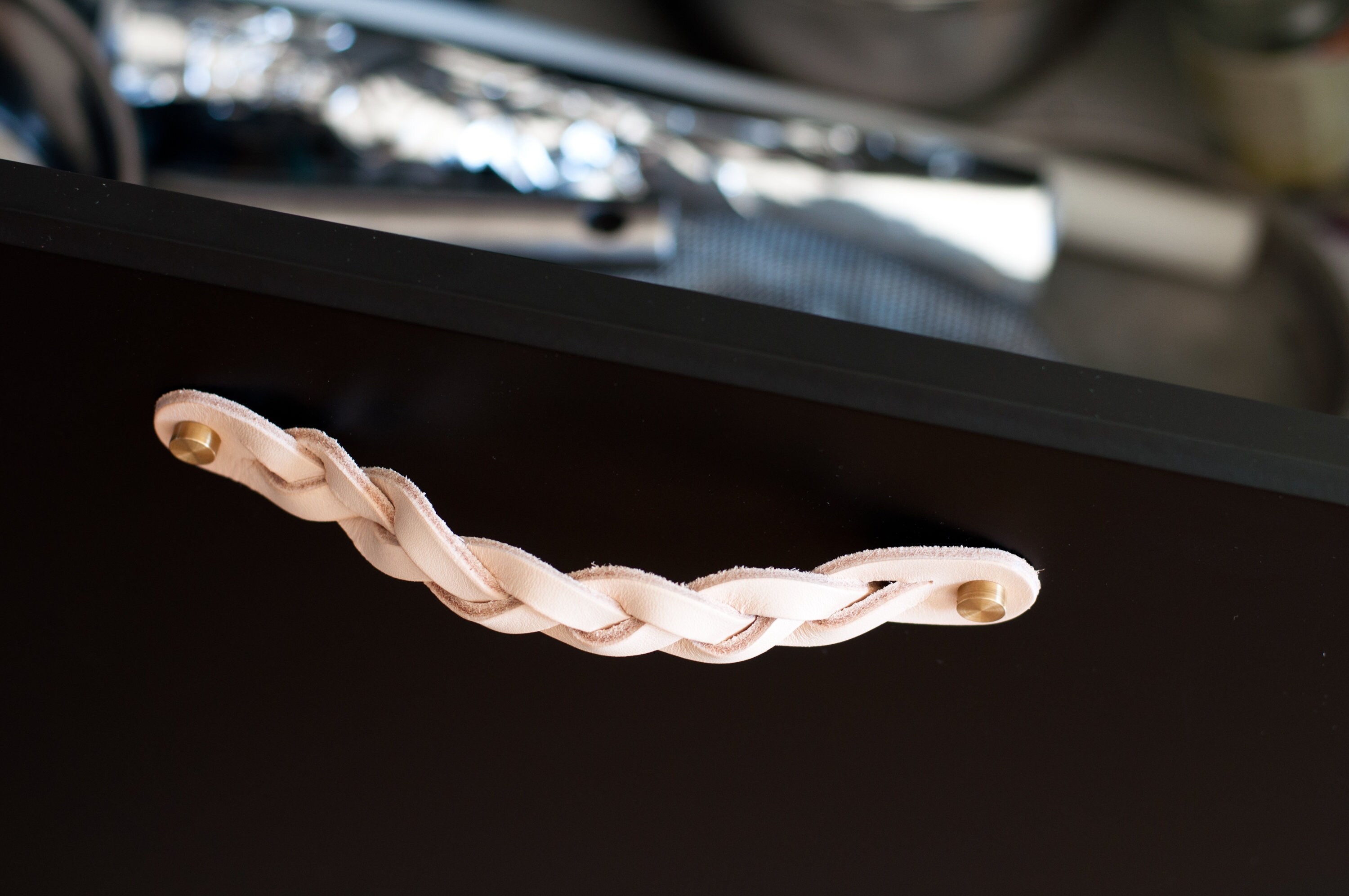 Leather Drawer Pull Braided Leather Handle Leather Pulls - Etsy