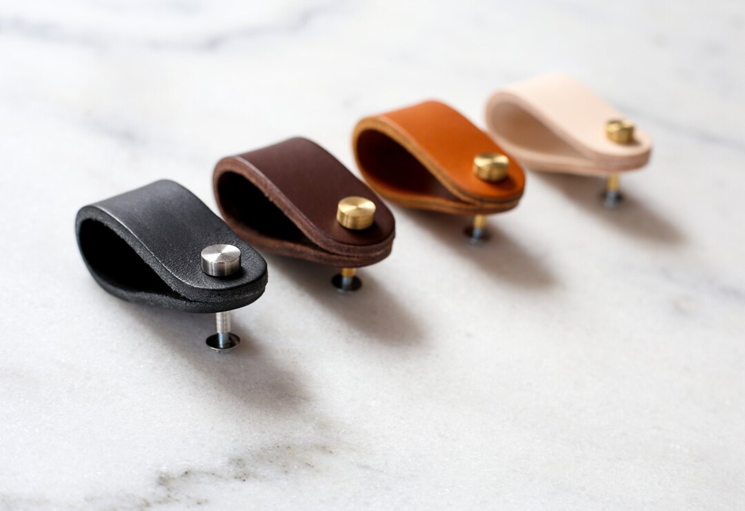 Leather Drawer Pull, Leather Handle, Leather Pull, Leather Knob ...