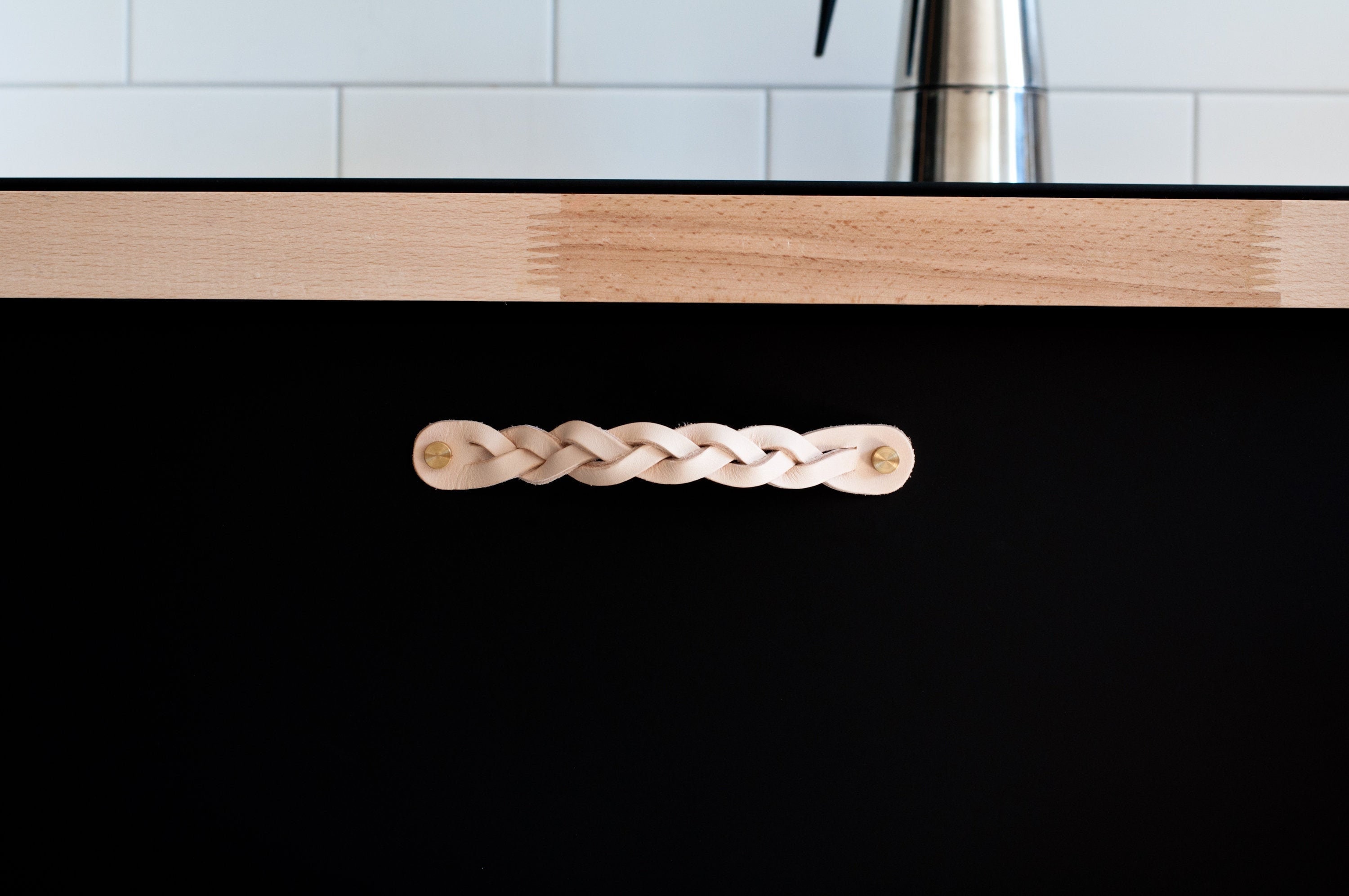 Leather Drawer Pull Braided Leather Handle Leather Pulls - Etsy