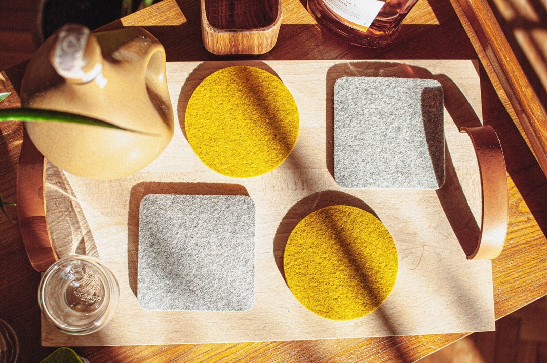 Mix and Match - Round or Square Felt Coaster - 10 Cm / 4 in Wide, 5 Mm ...