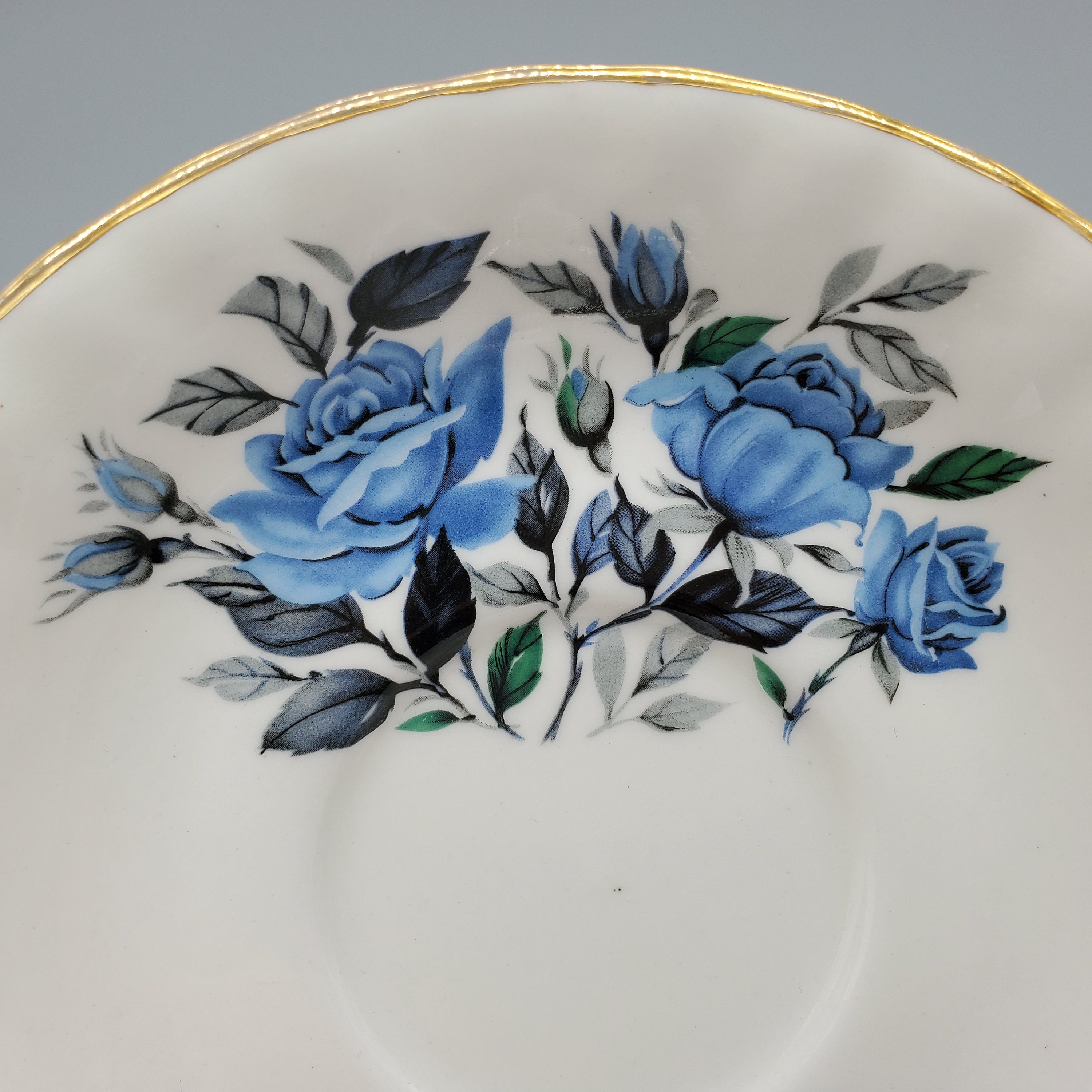 Vintage Blue Rose Teacup and Saucer by Bluebird Made in Canada Blue ...