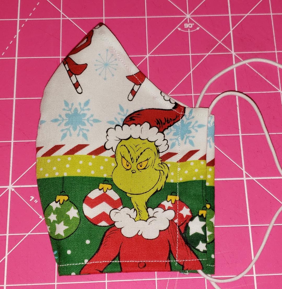 The Grinch Classic Christmas Face Covering Mask Handmade, Great ...