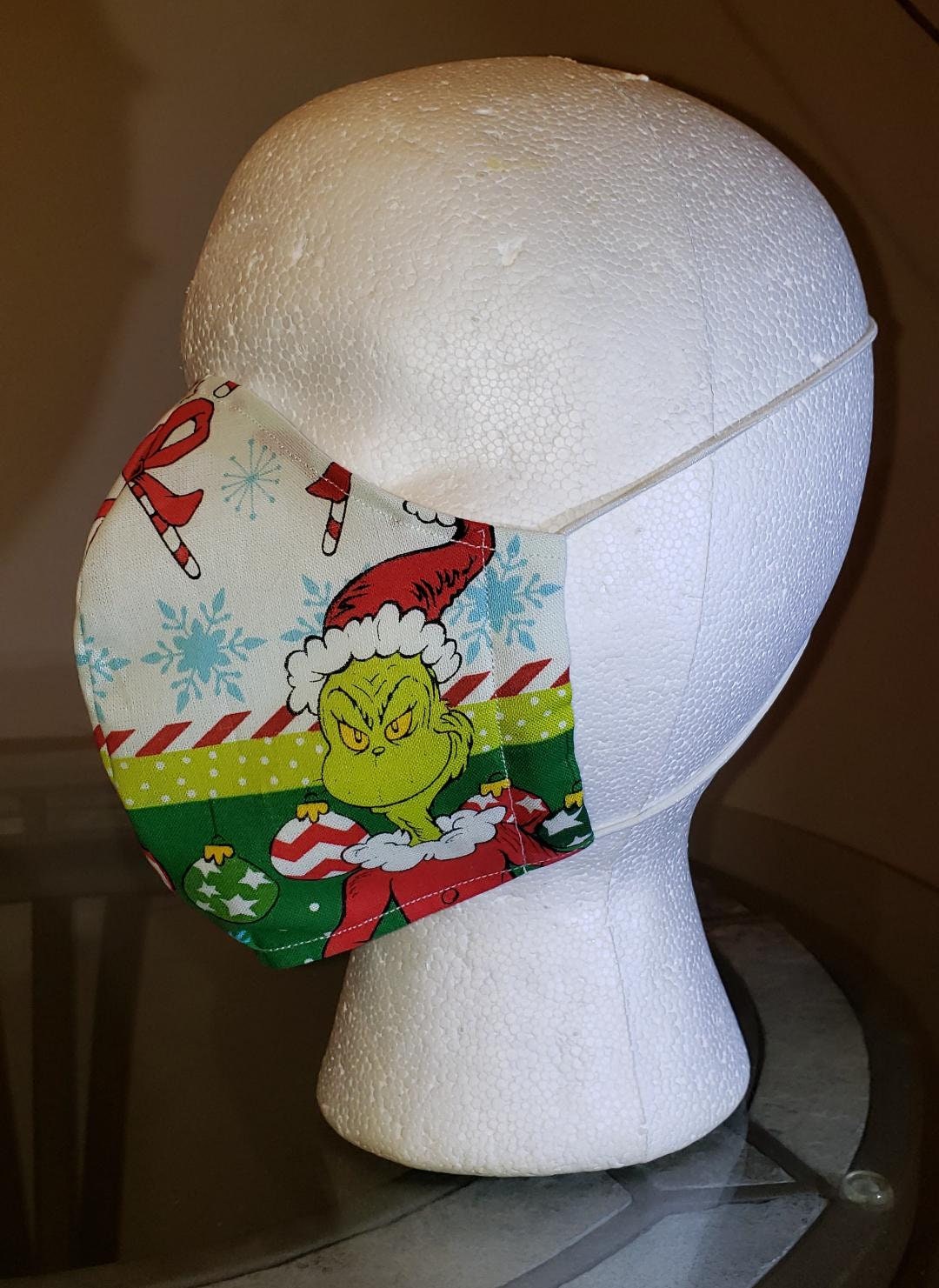 The Grinch Classic Christmas Face Covering Mask Handmade, Great ...