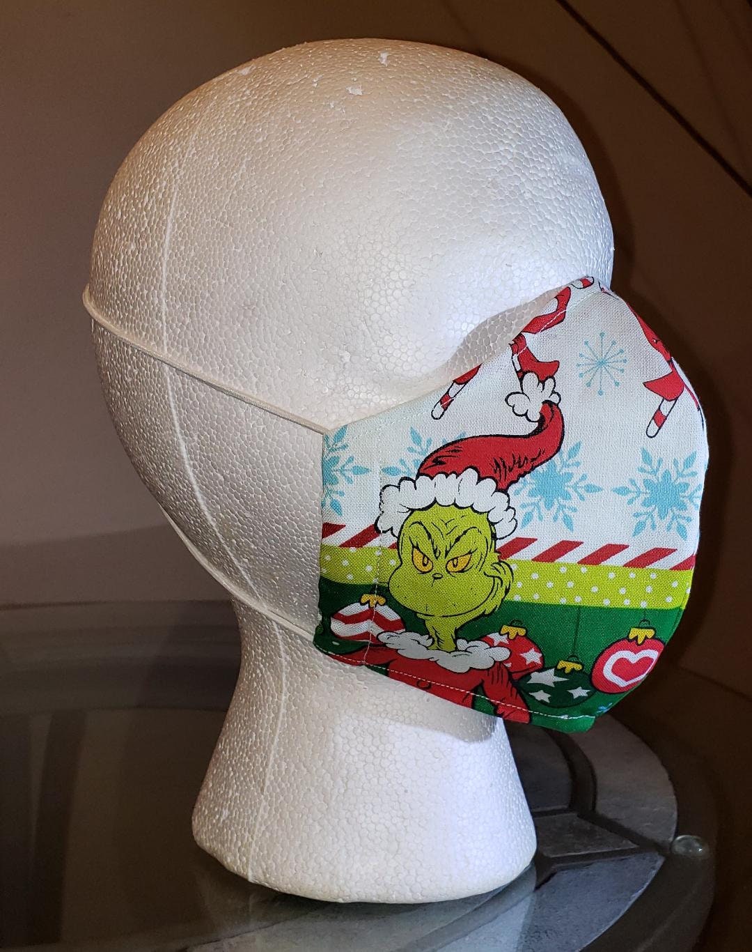 The Grinch Classic Christmas Face Covering Mask Handmade, Great ...