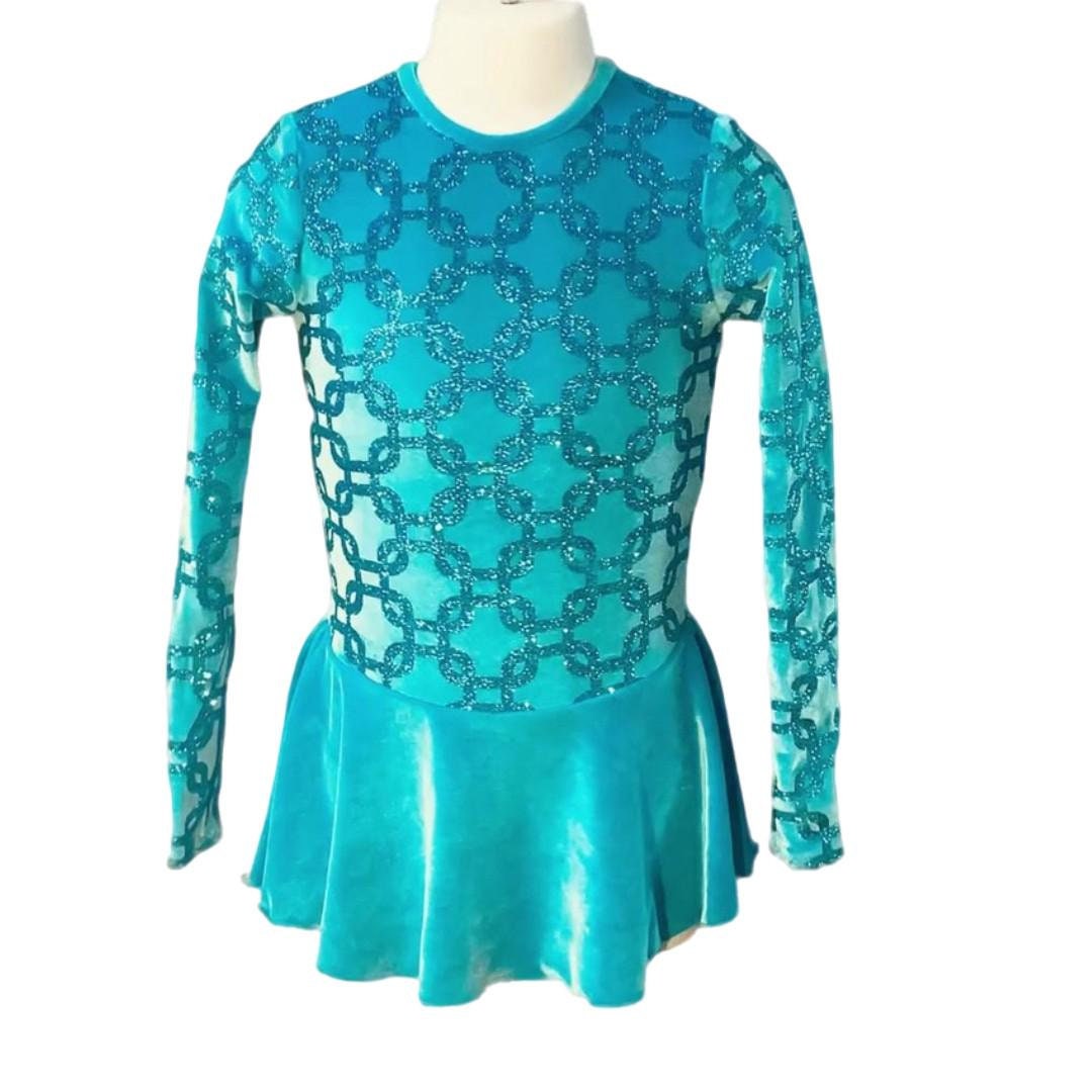 Turquoise Sparkle Velvet Figure Skating Dress - Etsy