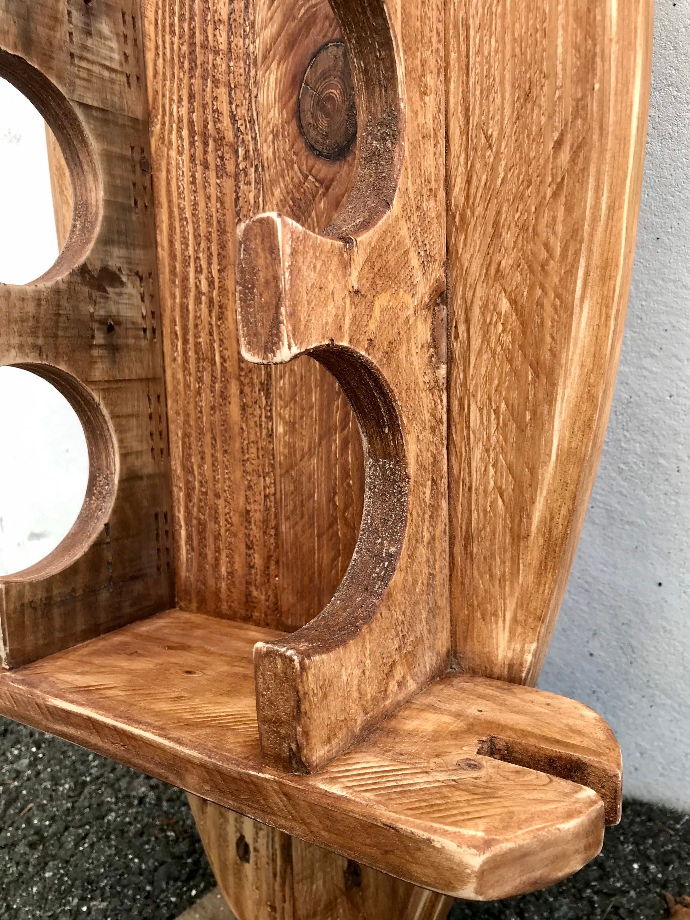 Recycled Pallet Wood Bottle Rack WAVE Surfboard Wine Bar - Etsy