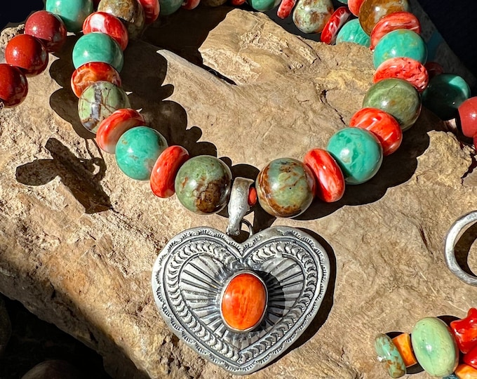 Sonoran Green Turquoise, Red Spiny Oyster, African Green Opal and ...