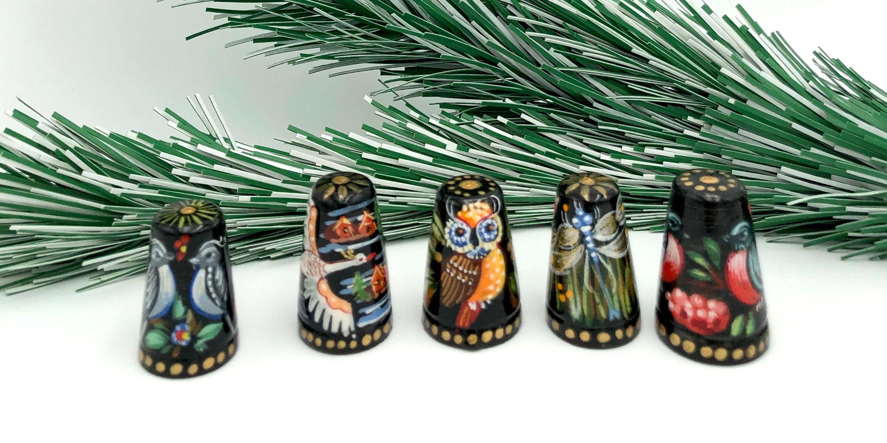 Collectible thimbles set with 5 handmade | Etsy