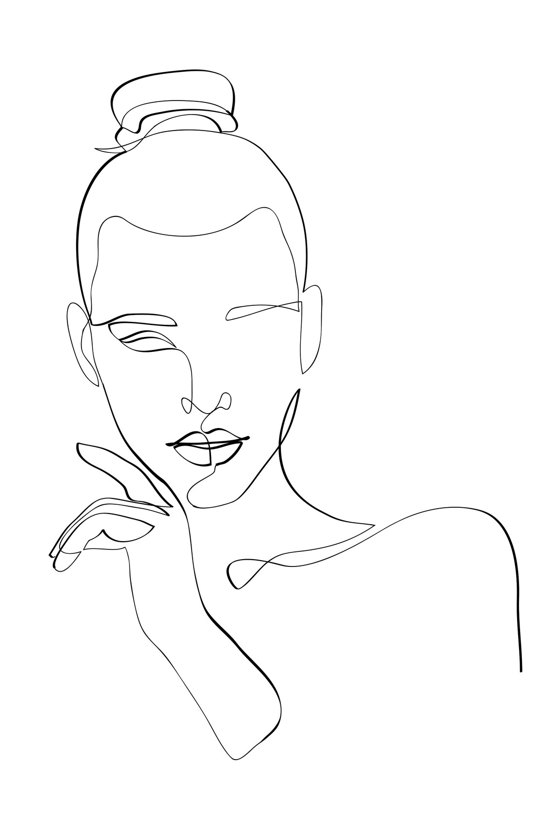 Female Continuous Line Art One Line Drawing Line Drawing | Etsy