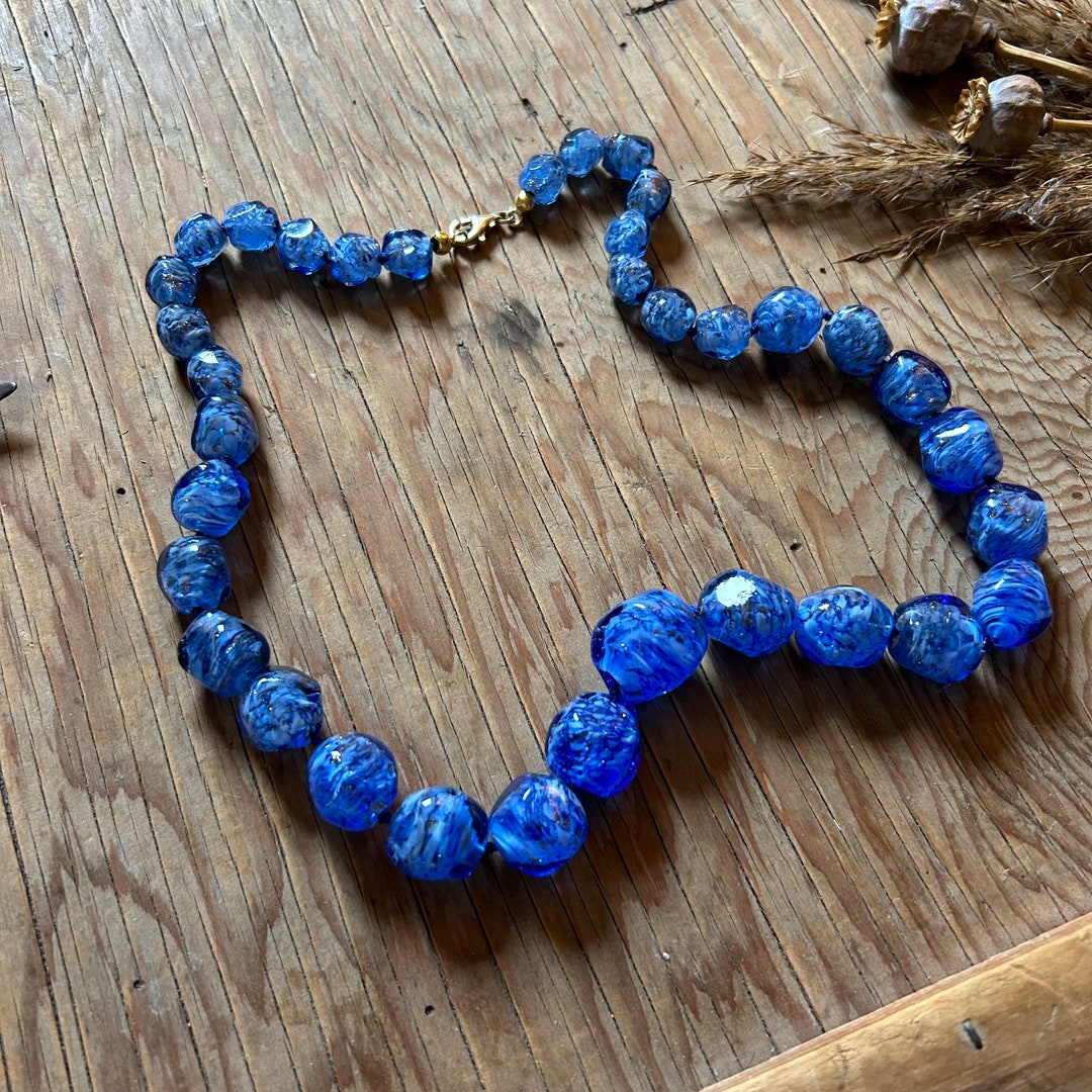 MURANO Chain Blue Real Murano Glass Lamp Work Necklace - Etsy